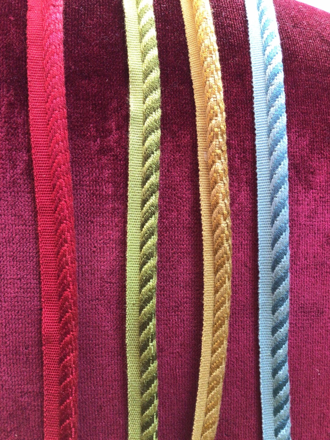 Mercerized Cotton Piping Braid 4 Colors Blue, Mustard, Green and Red ...