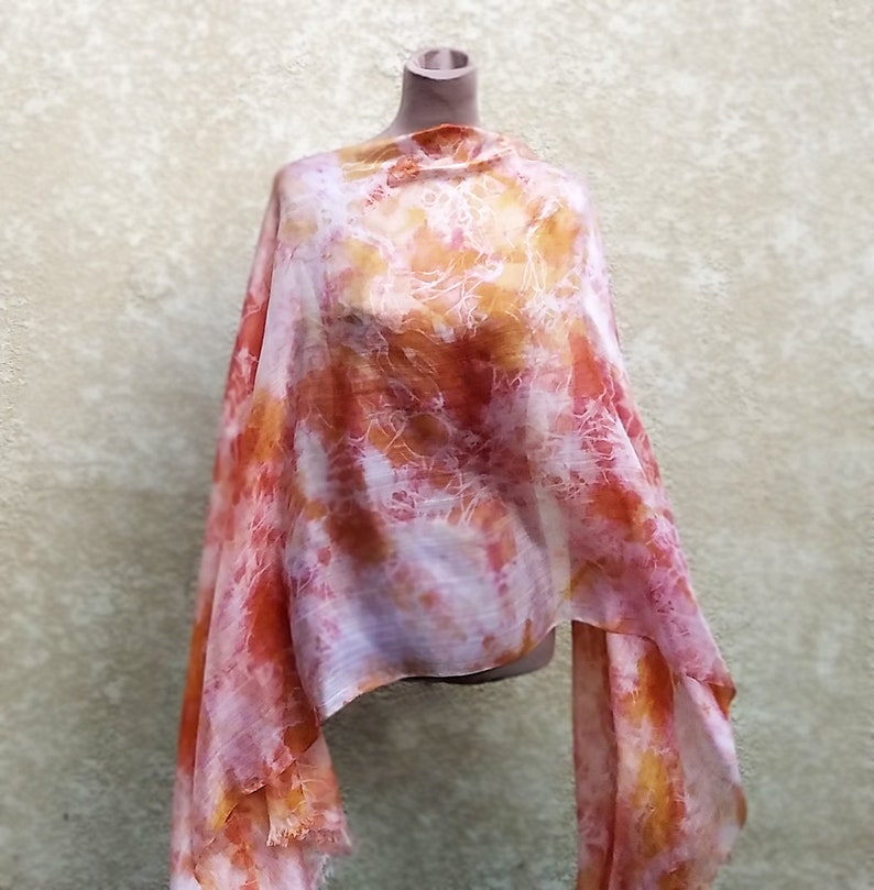 Hand Painted Peach Silk Scarf Batik Scarf Pretty Peach Hand - Etsy