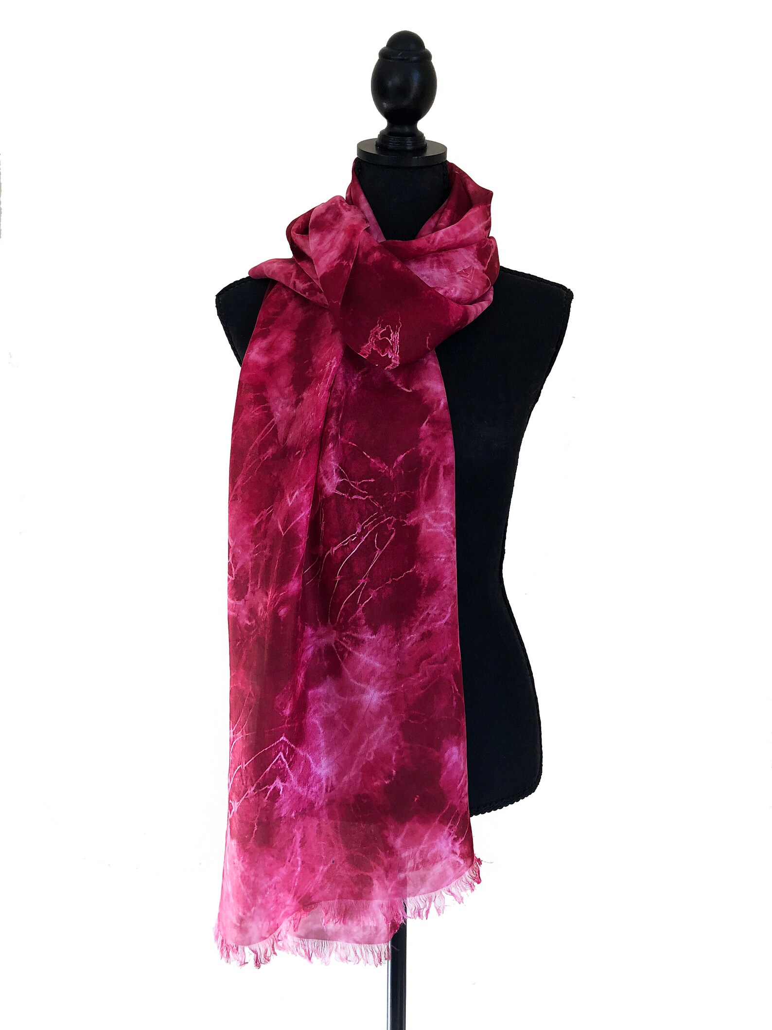 Burgundy Silk Scarf, Hand Dyed Wine Scarf, Original Batik Scarf, Wine ...