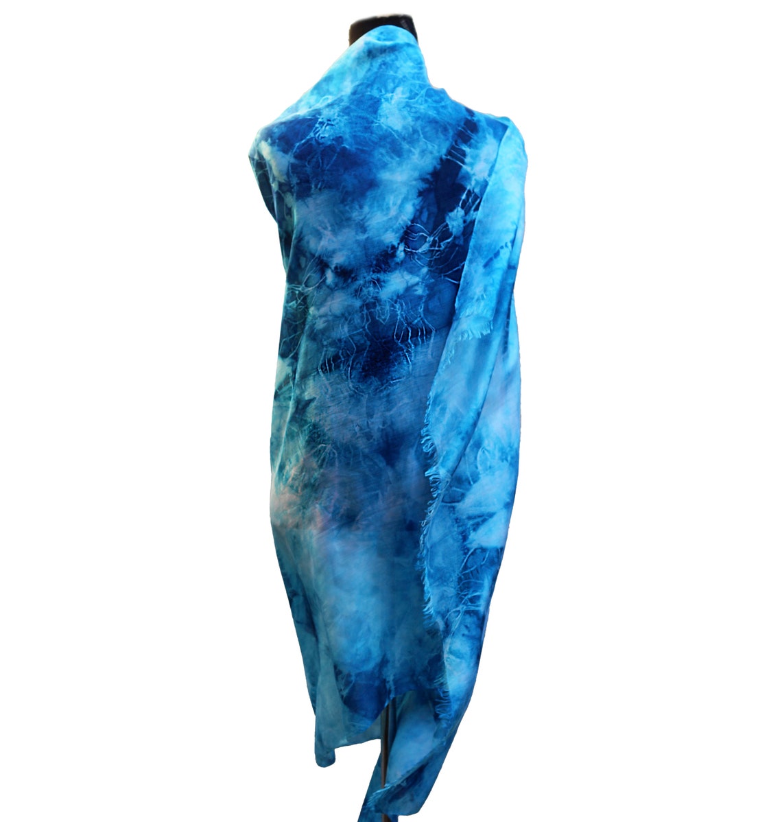 Blue Ocean Silk Scarf Large Hand Painted Silk Shawl Evening - Etsy
