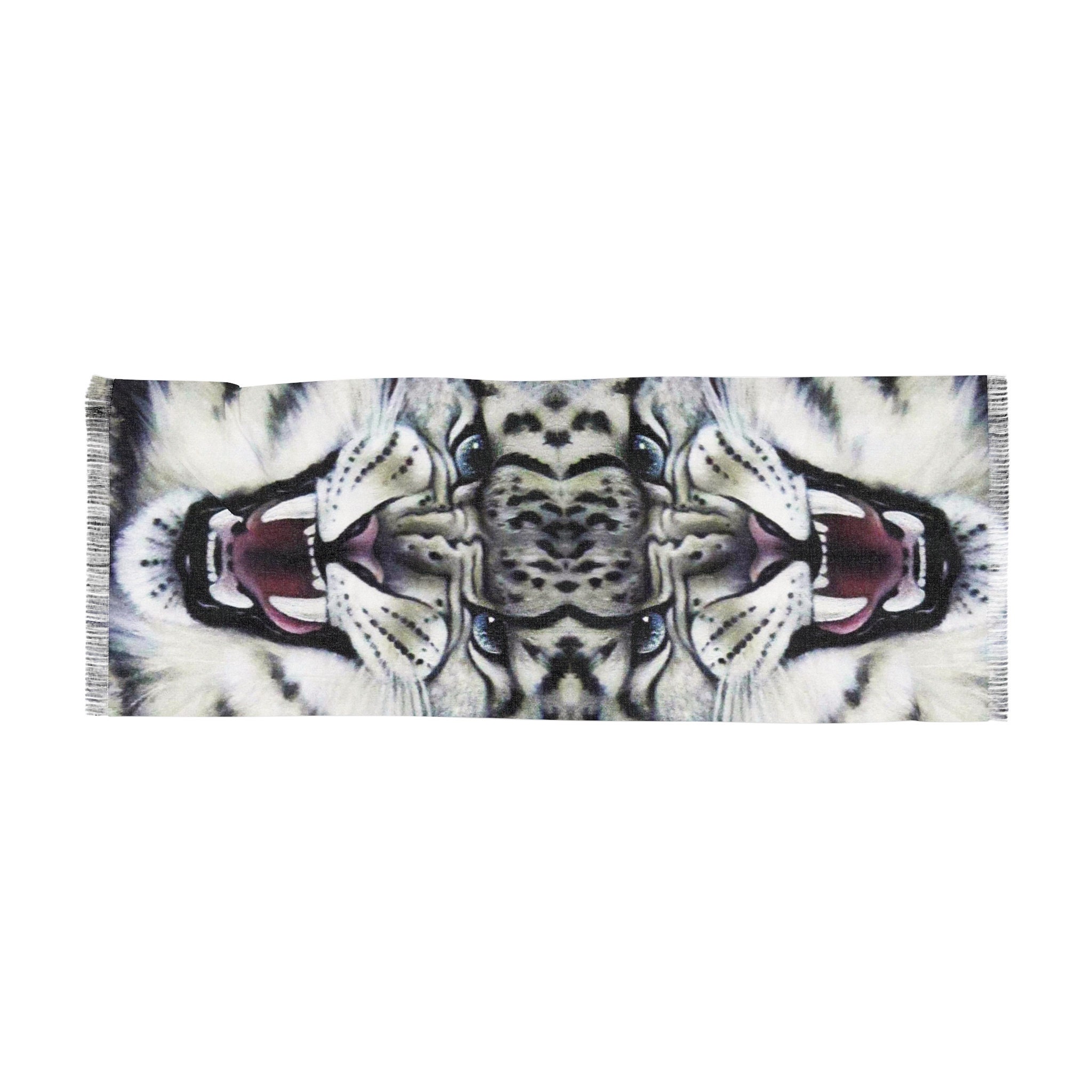 Snow Leopard Scarf Gray White Wrap Wearable Art Cover up Evening Shawl ...