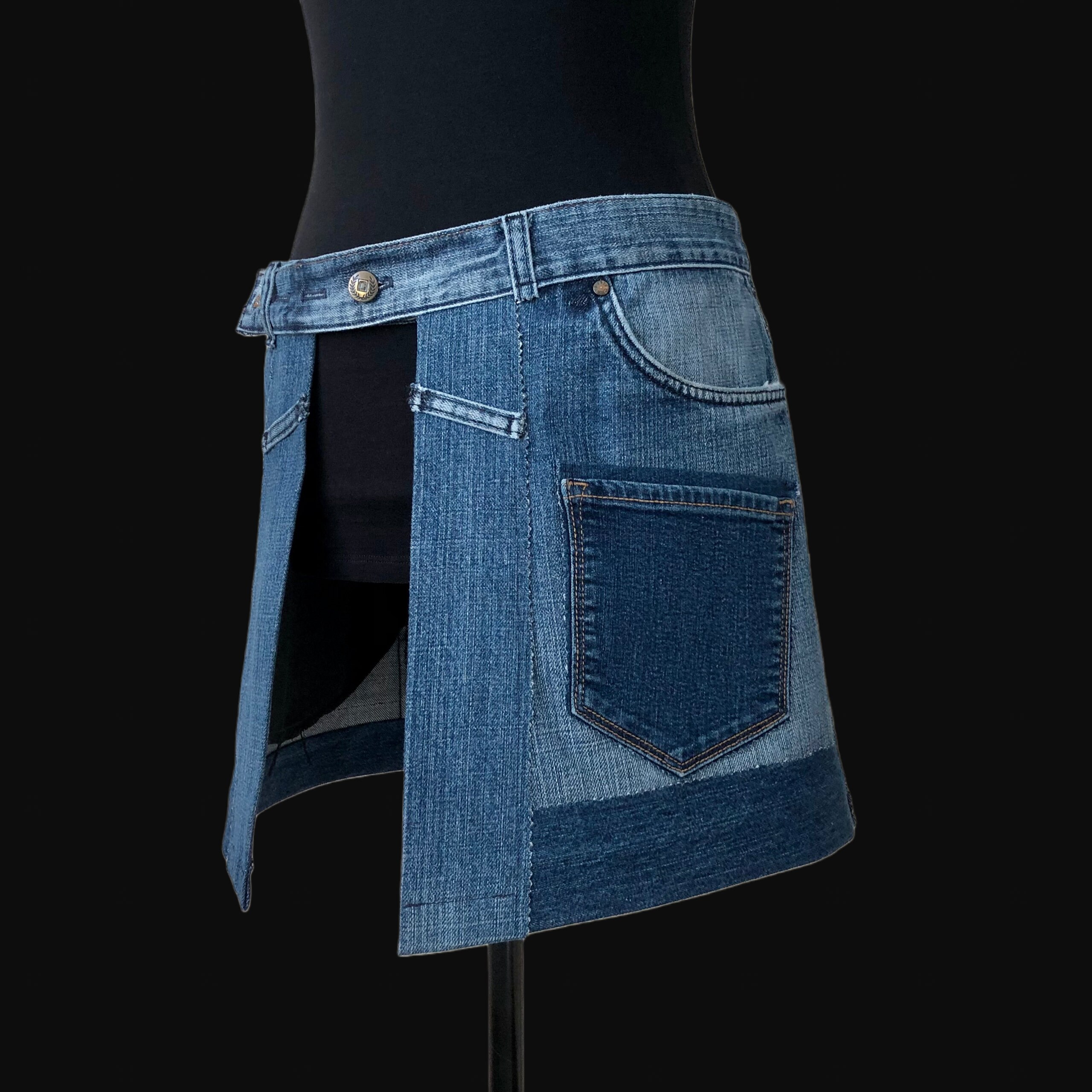 Distressed Denim Pocket Belt Bag Denim Half Skirt Utility Belt - Etsy