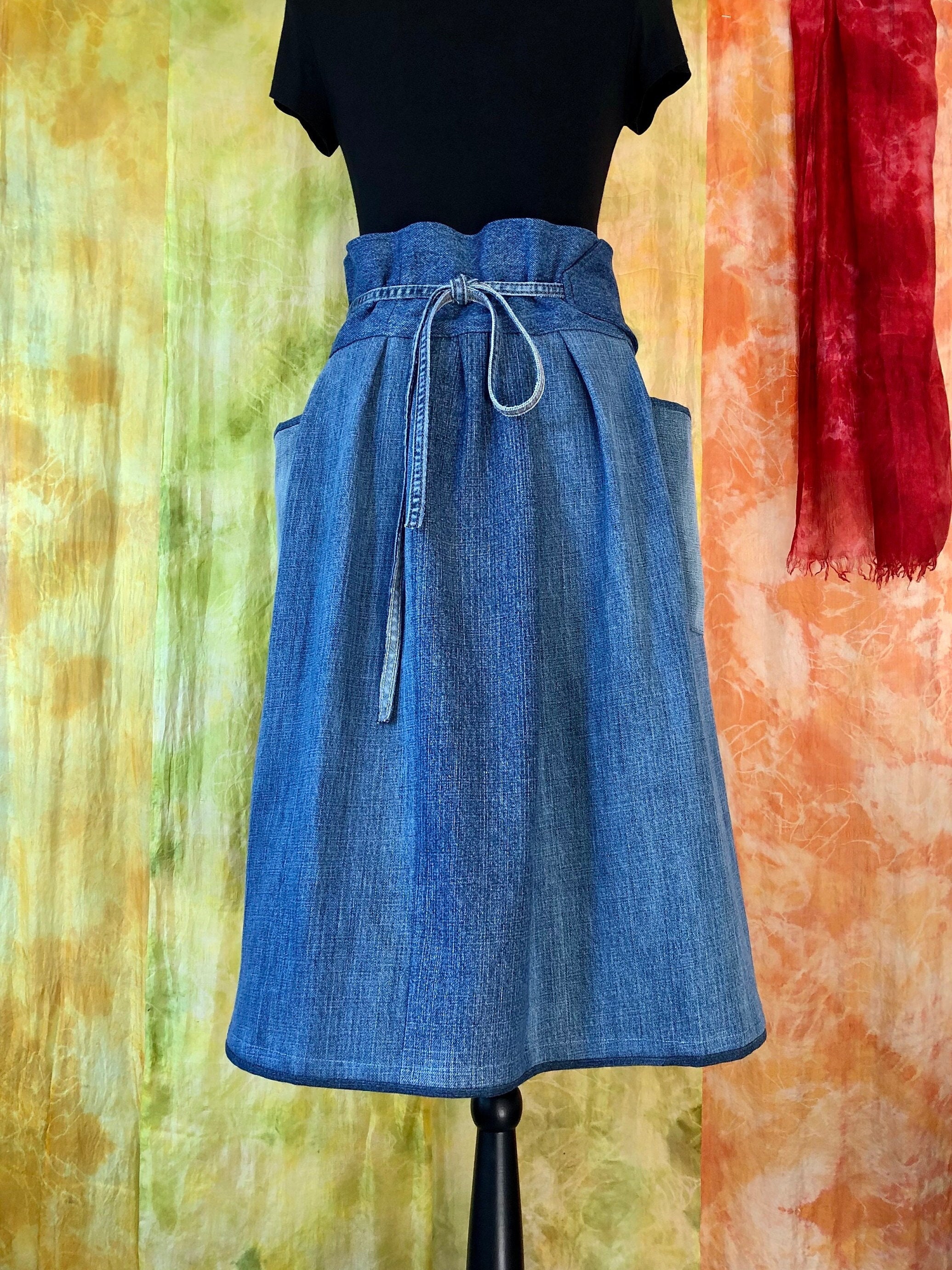 Upcycled Denim Modern Hanbok Adjustable Waist Heavy Denim Wrap Skirt ...