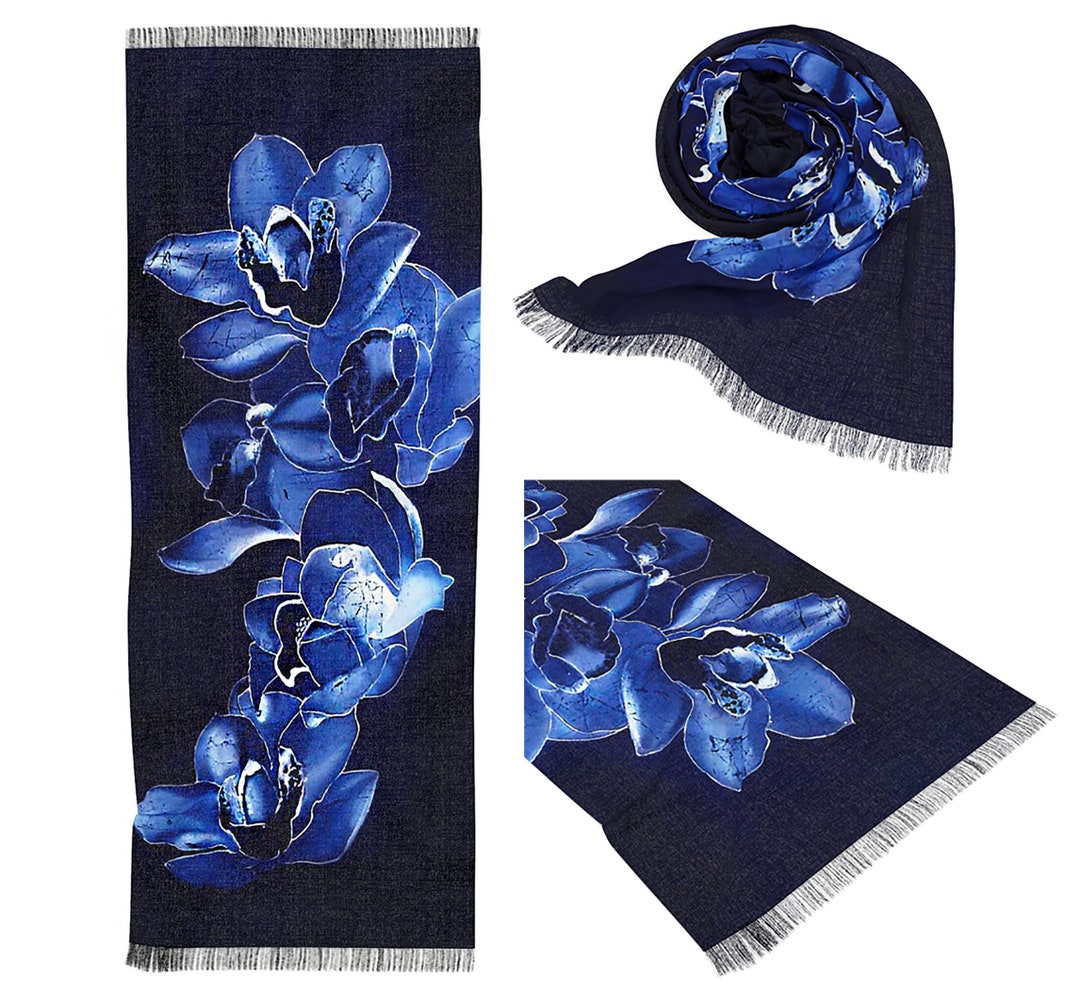 Orchid Scarf Black Orchid Flower Art Evening Cover up Unisex - Etsy UK