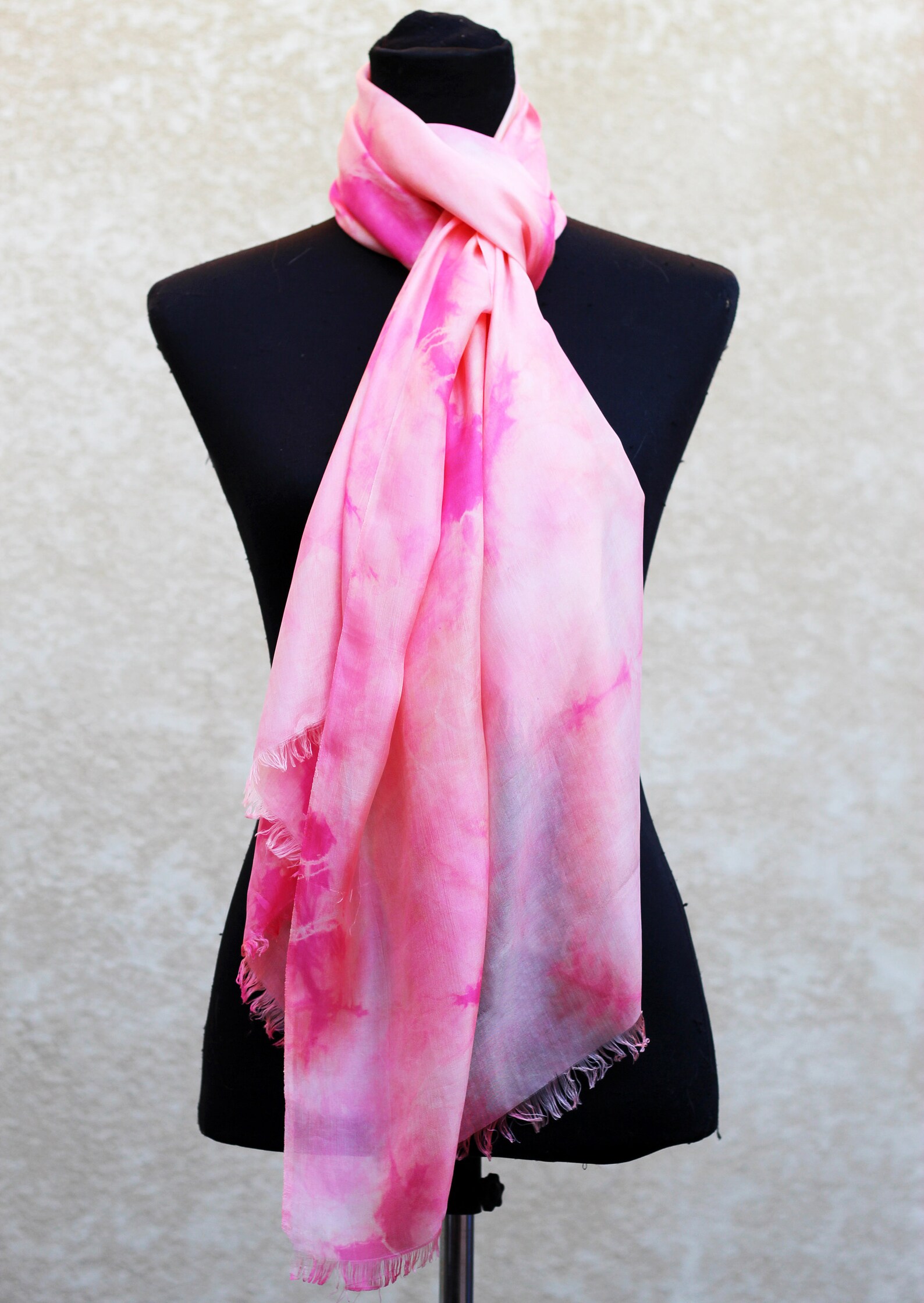 Soft Pink Silk Scarf Hand Dyed Barbie Pink Scarf Bubble Gum - Etsy