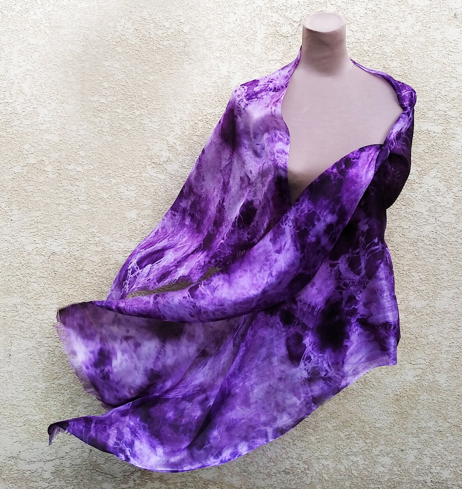 Dark Purple Silk Scarf Hand Painted Dark Violet Scarf Purple - Etsy