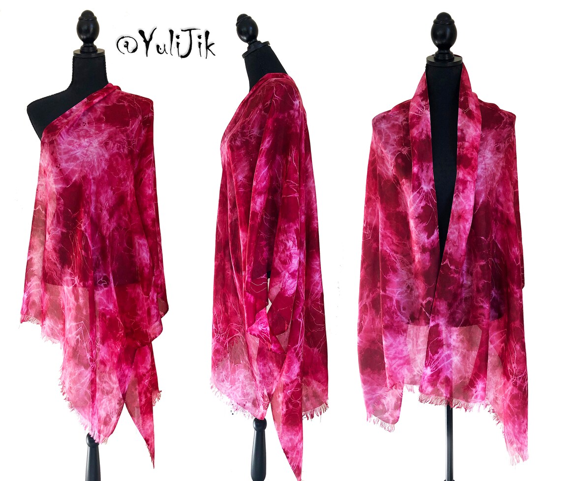 Burgundy Silk Scarf, Hand Dyed Wine Scarf, Original Batik Scarf, Wine ...