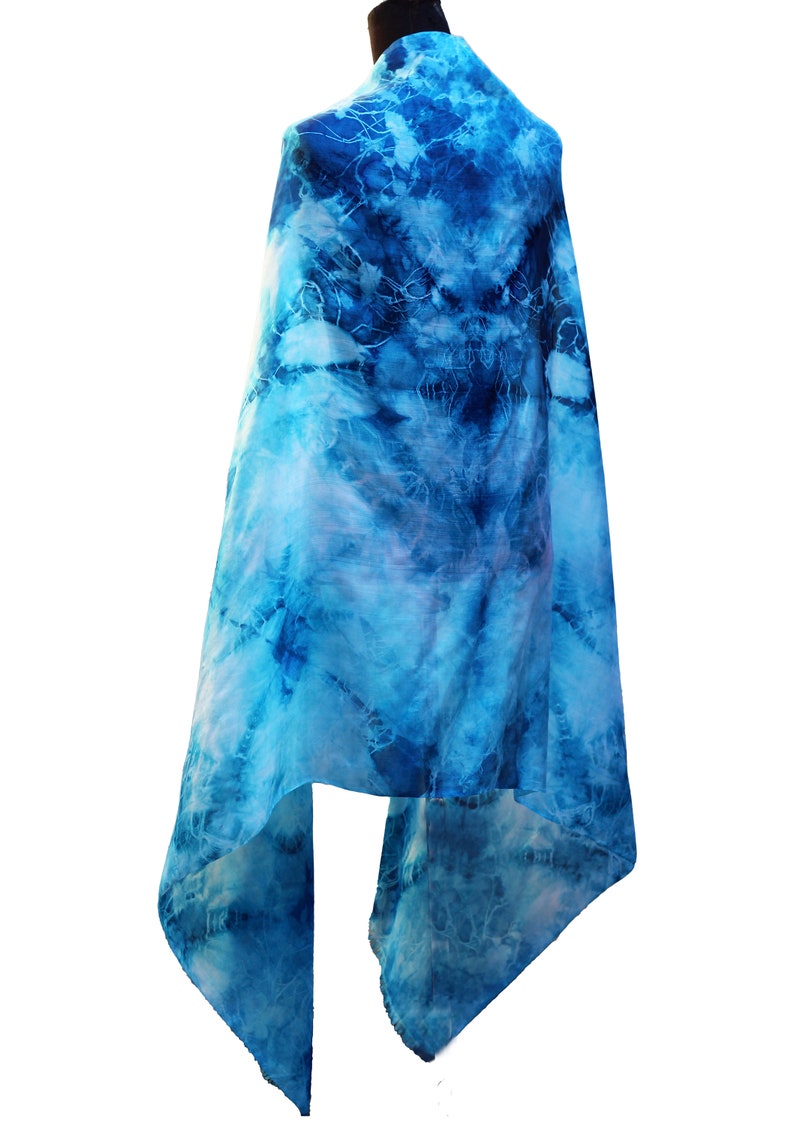 Blue Ocean Silk Scarf Large Hand Painted Silk Shawl Evening - Etsy