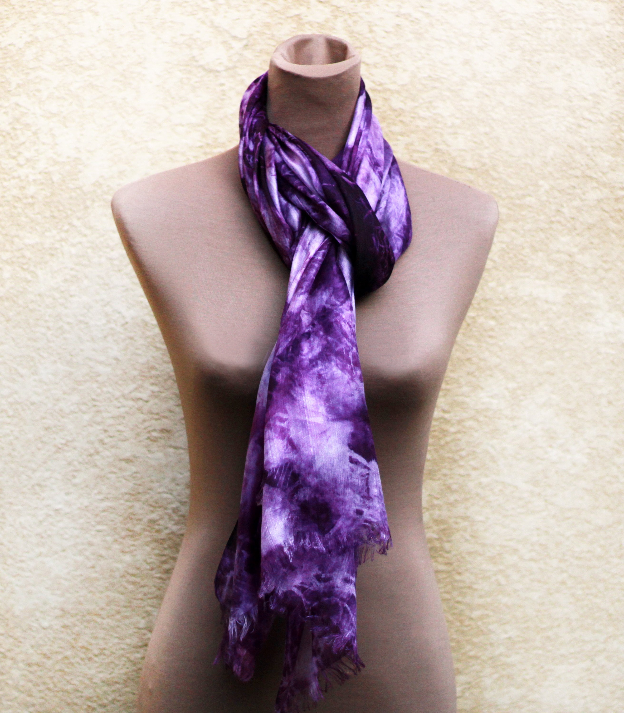 Dark Purple Silk Scarf Hand Painted Dark Violet Scarf Purple - Etsy