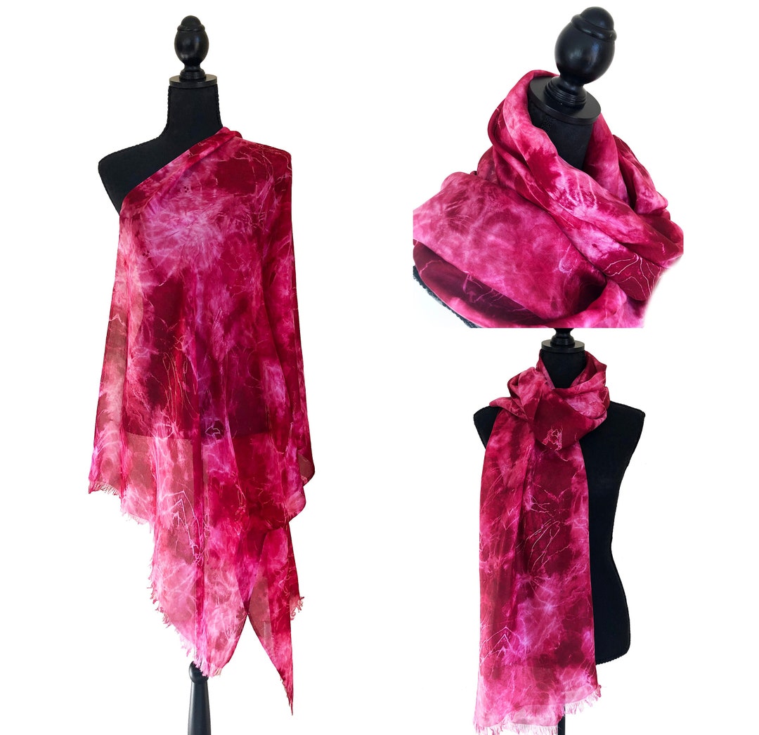 Burgundy Silk Scarf, Hand Dyed Wine Scarf, Original Batik Scarf, Wine ...