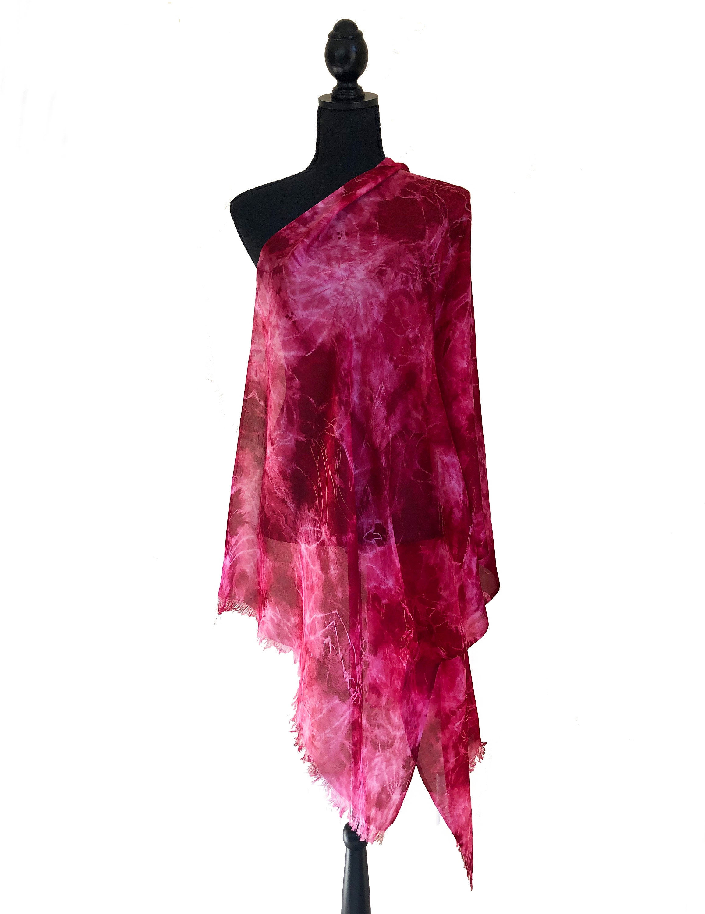 Burgundy Silk Scarf, Hand Dyed Wine Scarf, Original Batik Scarf, Wine ...