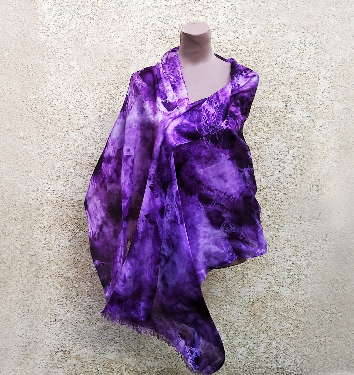 Dark Purple Silk Scarf Hand Painted Dark Violet Scarf Purple - Etsy