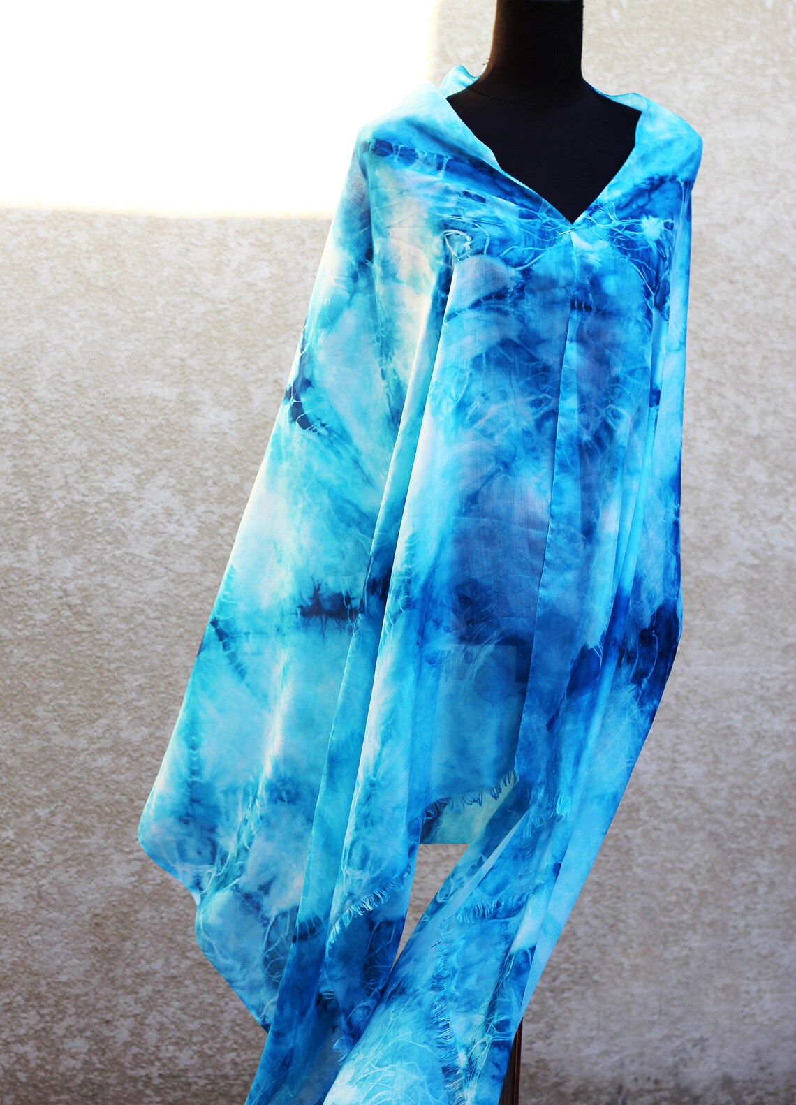 Blue Ocean Silk Scarf Large Hand Painted Silk Shawl Evening - Etsy