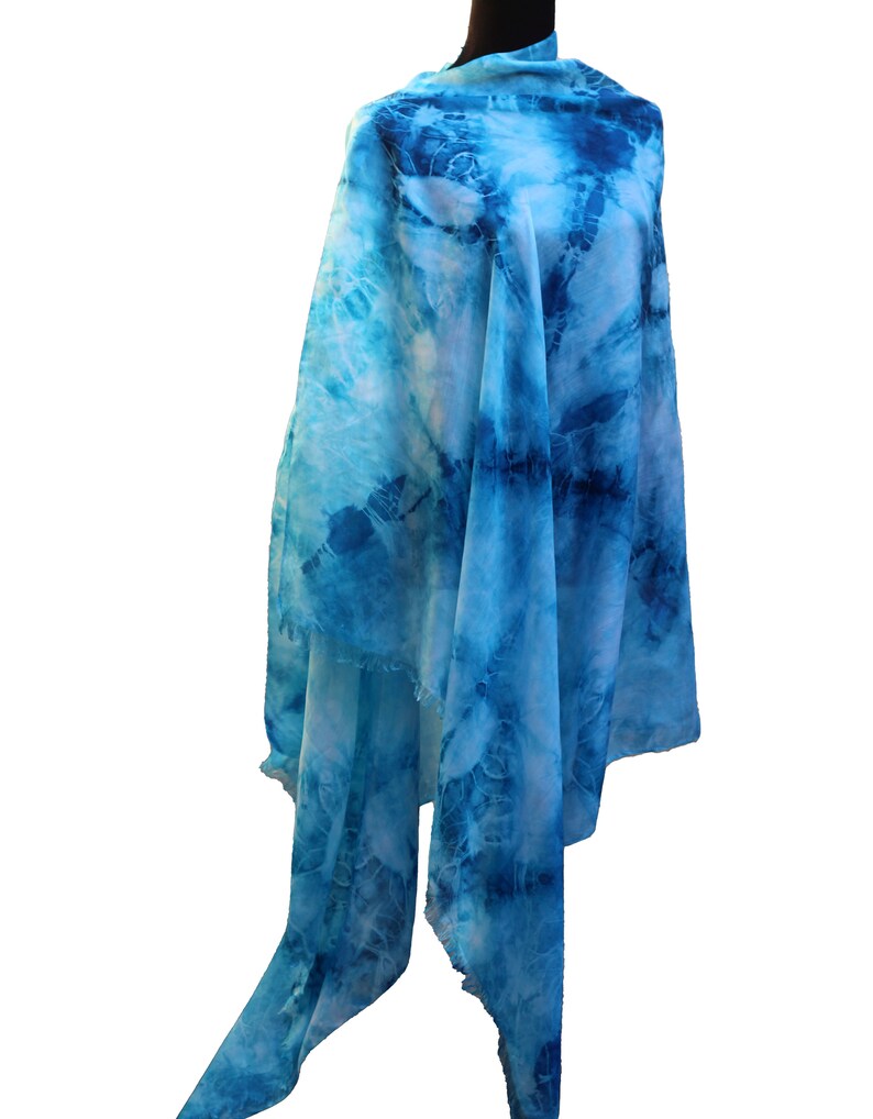 Blue Ocean Silk Scarf Large Hand Painted Silk Shawl Evening - Etsy