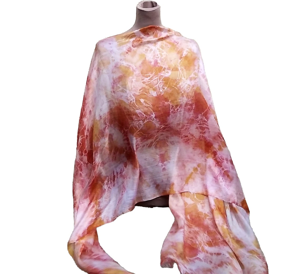 Hand Painted Peach Silk Scarf Batik Scarf Pretty Peach Hand - Etsy