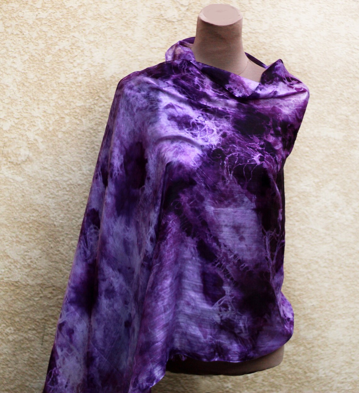 Dark Purple Silk Scarf Hand Painted Dark Violet Scarf Purple - Etsy