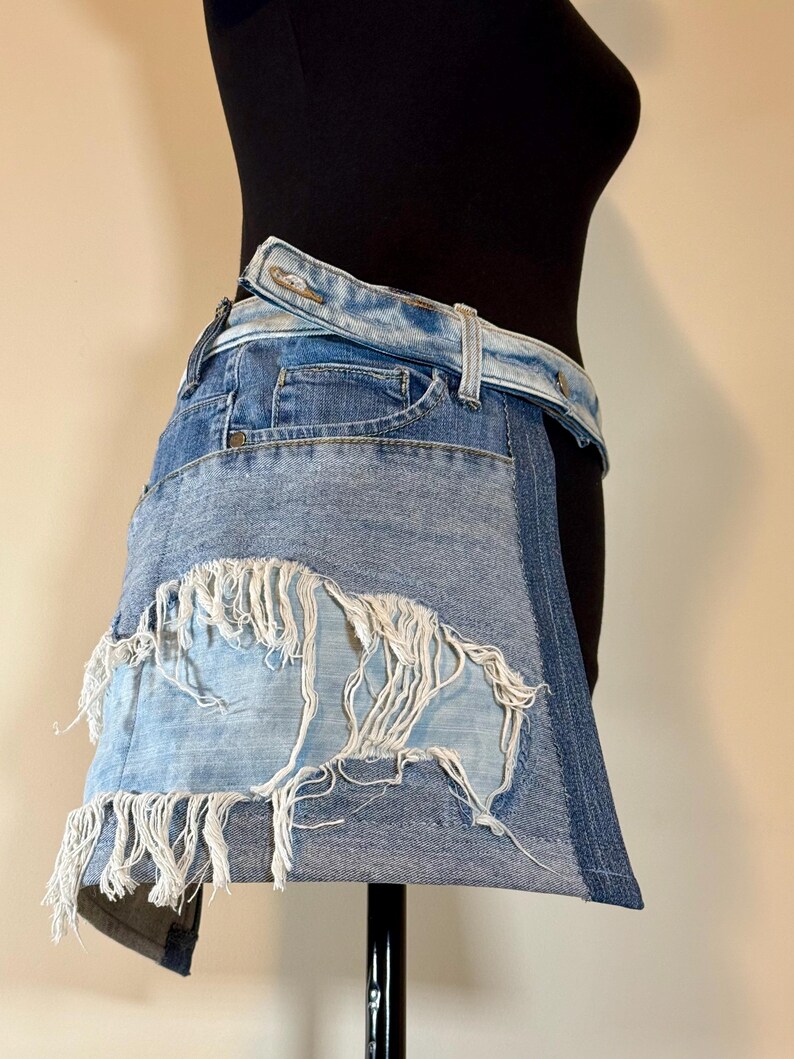 Upcycled Denim Utility Belt Bag – Distressed Jean Hip Pouch With ...