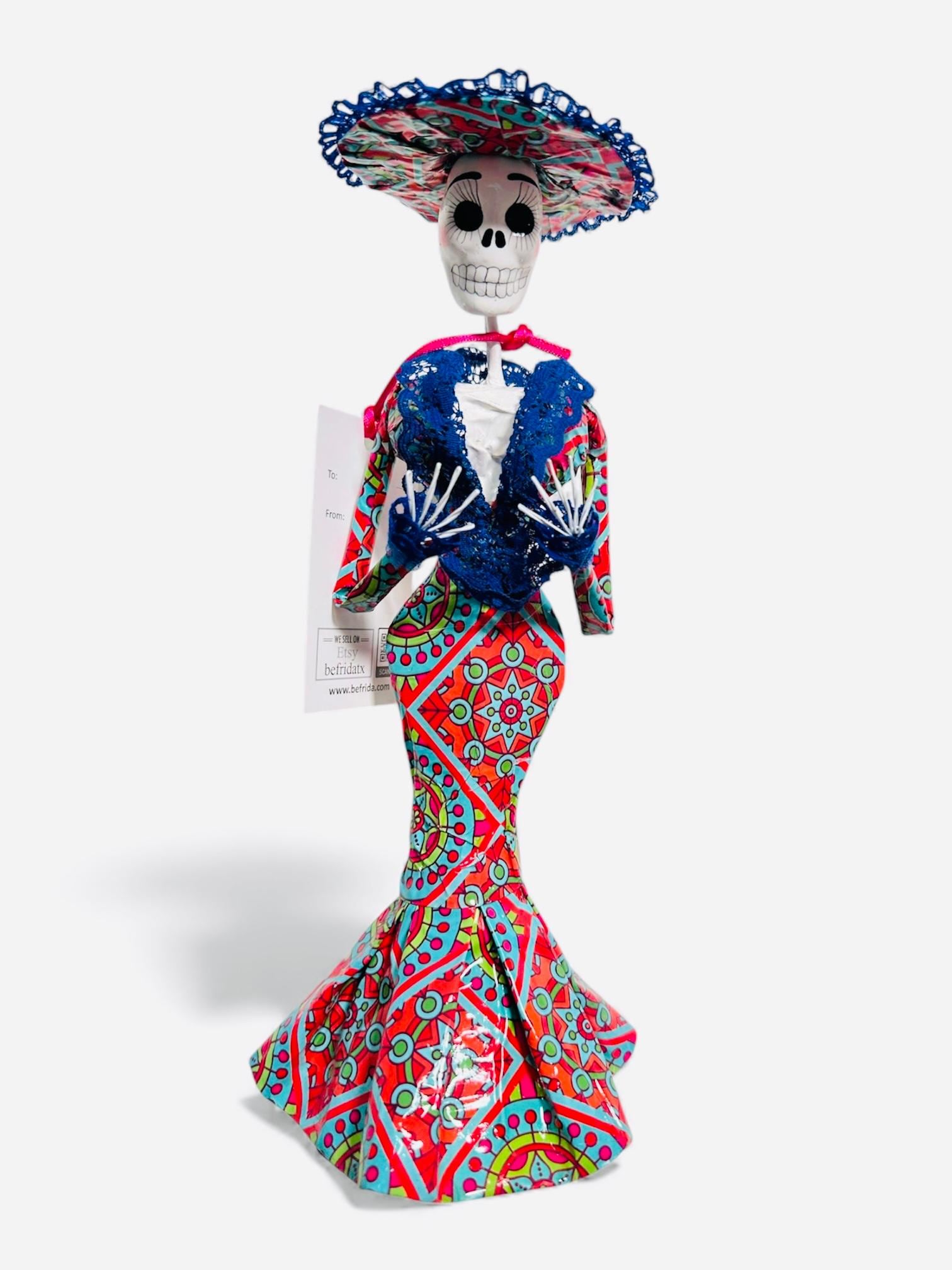 Handcrafted Mexican Catrina Figurine – Día De Los Muertos Art (30 Cm ...