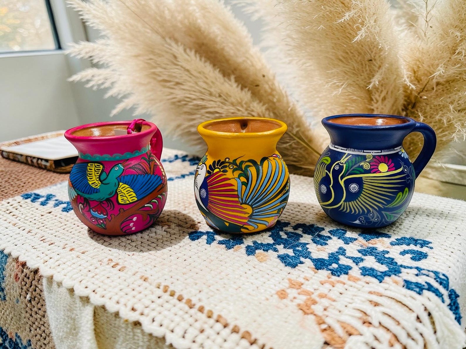 Hand-painted Mexican Clay Mug: 400ml Matte Glazed Pottery. - Etsy