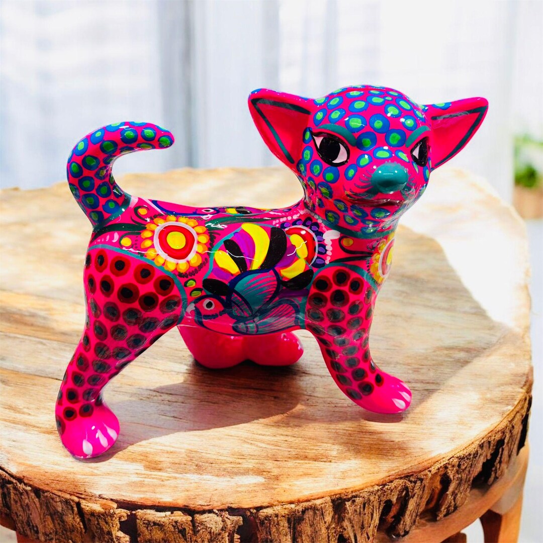 Hand-painted Mexican Chihuahua Piggy Bank – Neon Folk Art Clay Dog. - Etsy