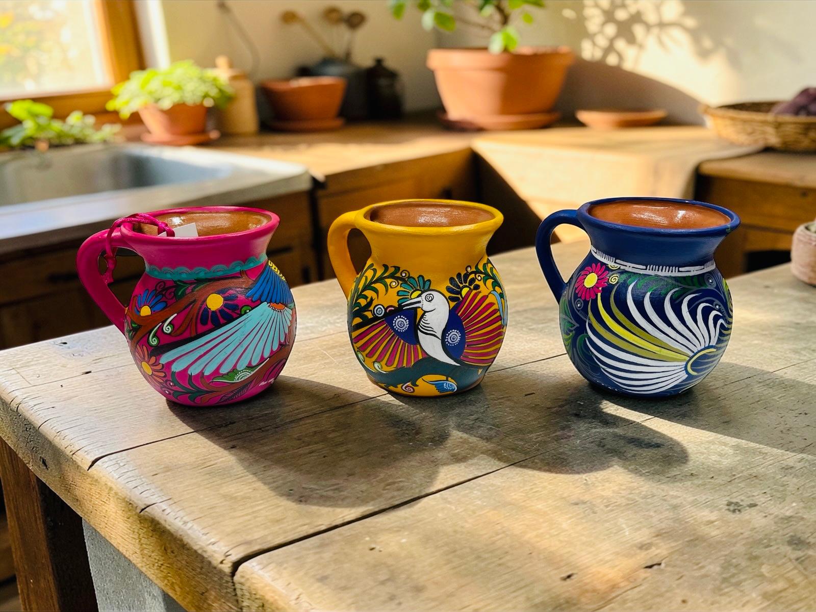 Hand-painted Mexican Clay Mug: 400ml Matte Glazed Pottery. - Etsy