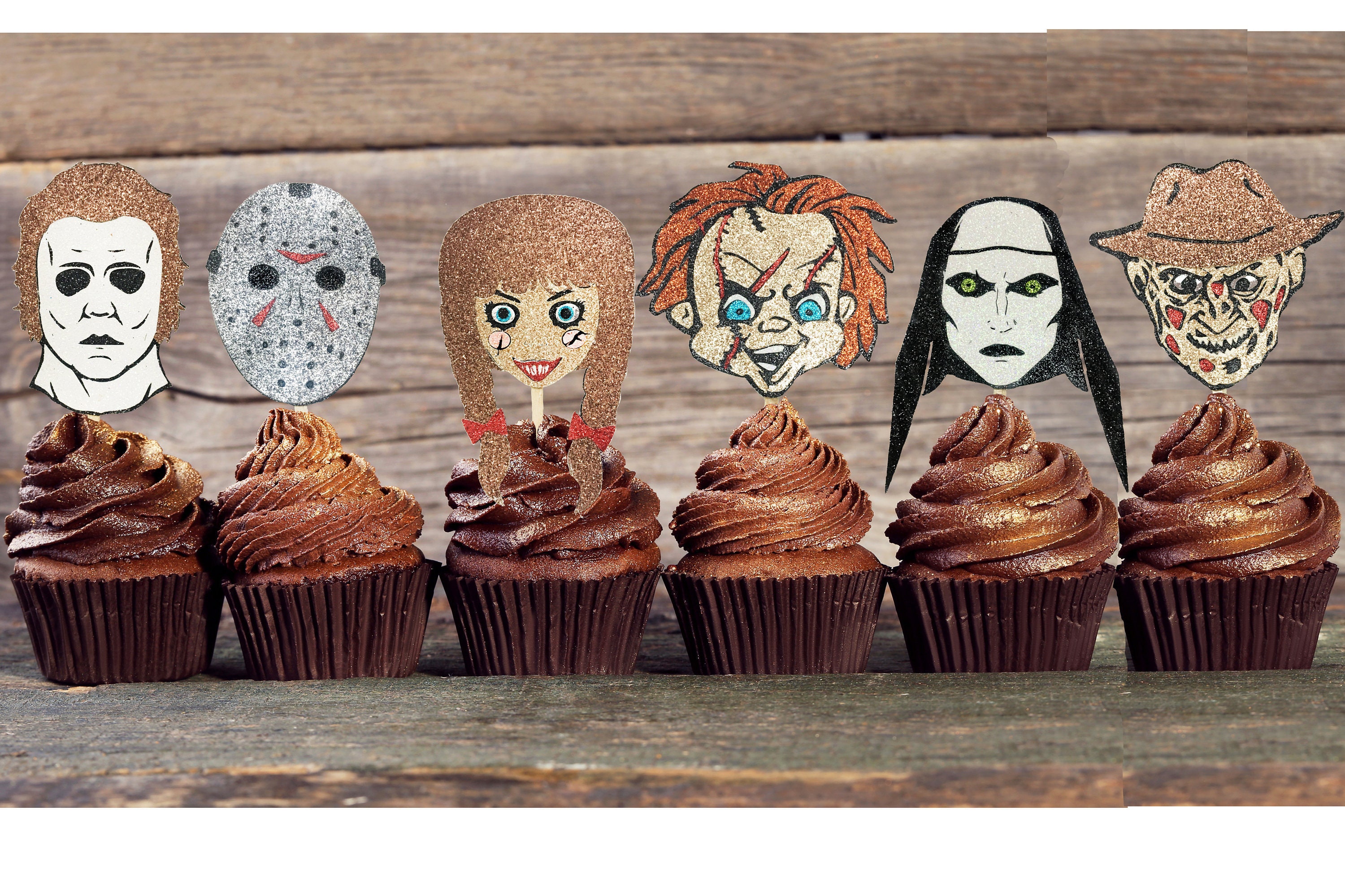 Halloween cupcake toppers halloween party decor halloween | Etsy