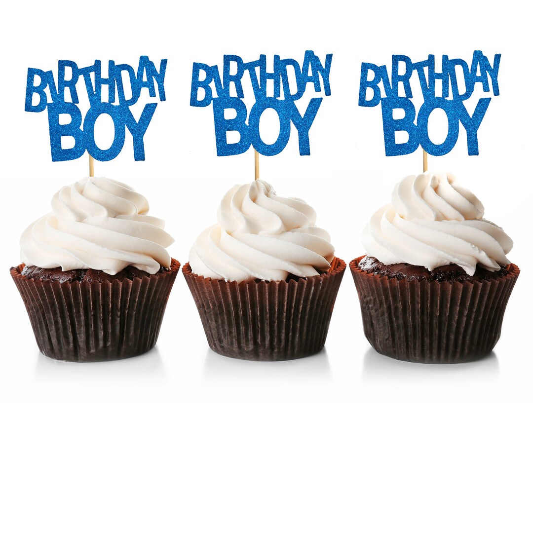 Birthday Boy Cupcake Toppers, Happy Birthday Cake Topper - Etsy
