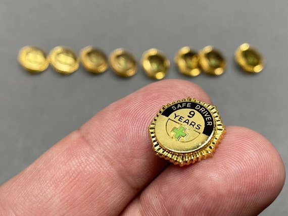 Vintage Safe Driver Pins - Years 1 through 9 - RARE! - Gem