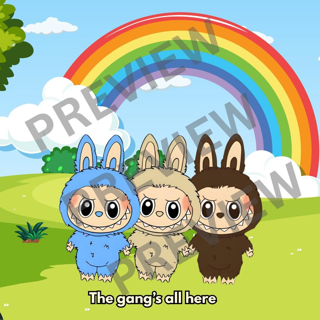 Labubu Digital Download “gang’s All Here” | Blue, Beige, Brown | 1080 X ...