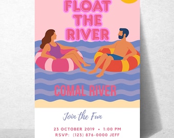 Editable Float the River Party Invitation Template, Digital, Birthday ...