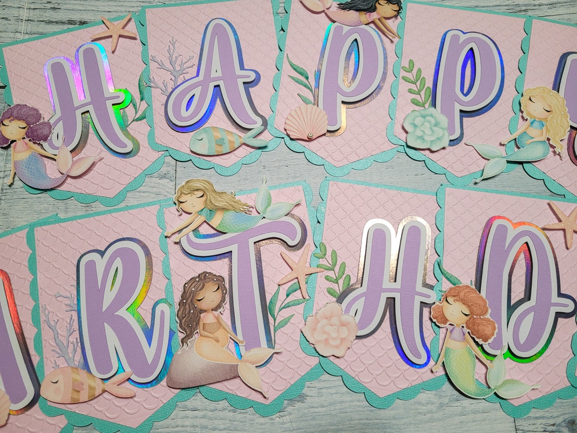 Mermaid Banner (3D) - Etsy