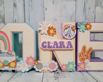 Groovy Birthday Banner, Cake Topper, Cupcake Topper, 3-D Letters ...