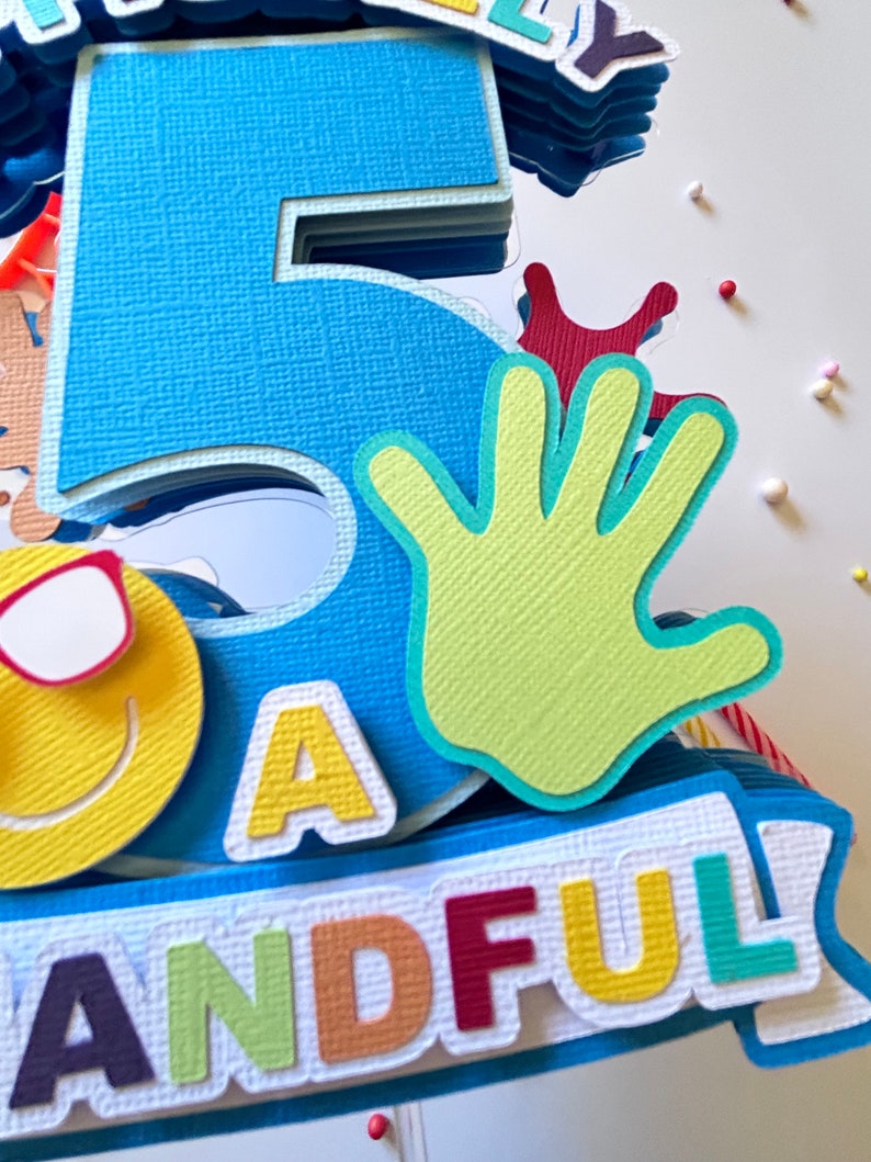 Hi Five, Five I A Vibe, Officially a Handful Cale Topper - Etsy