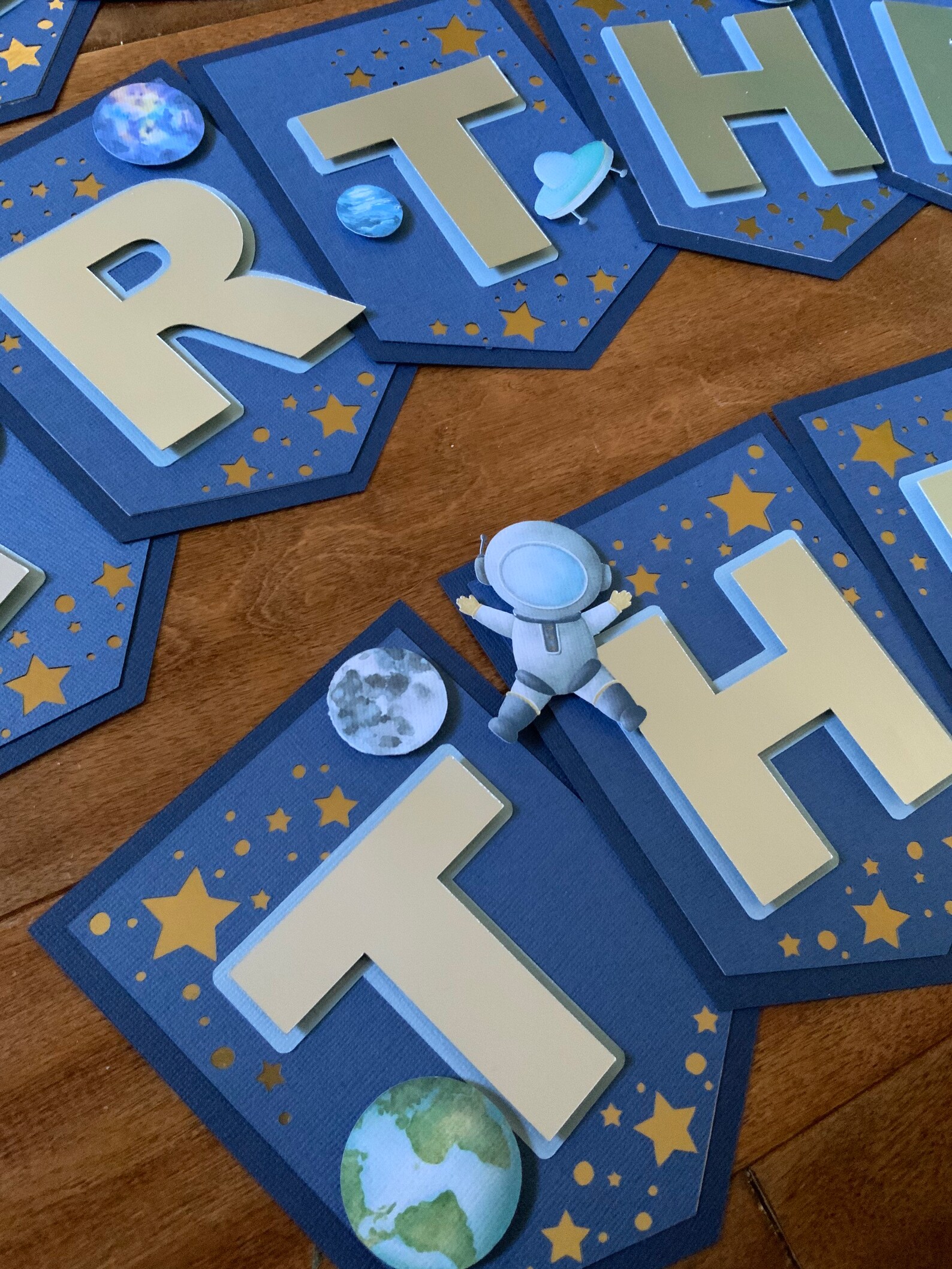 Outer Space Birthday Banner, Astronaut Banner (3D) - Etsy