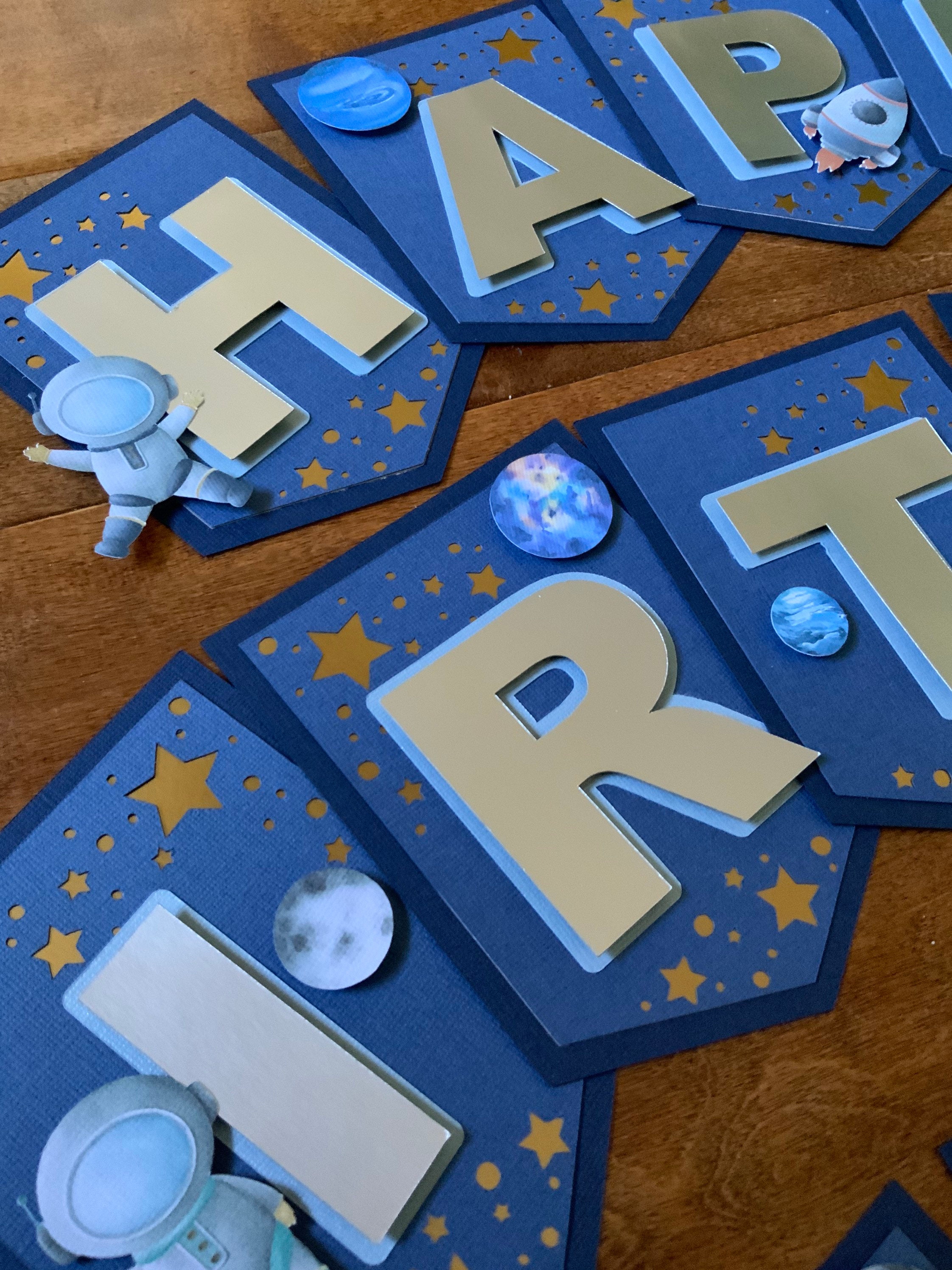 Outer Space Birthday Banner, Astronaut Banner (3D) - Etsy