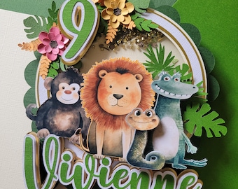 PRINTABLE Jungle Cake Topper, Jungle Happy Birthday Cake Topper, Jungle ...