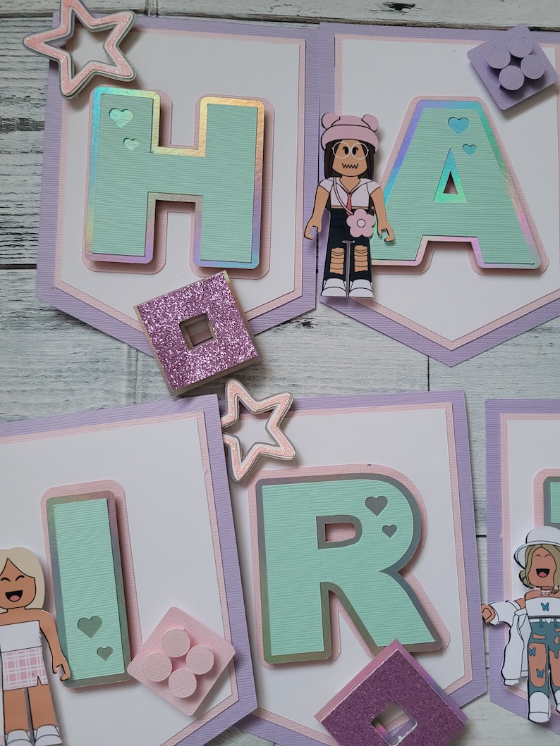 Roblox Birthday Banner: 3D Letter Pennants, Girl Party Decor - Etsy