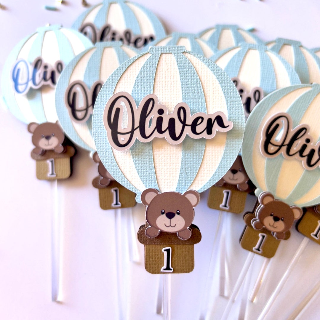 Bear and Hot Air Balloon Cupcake Toppers - Etsy