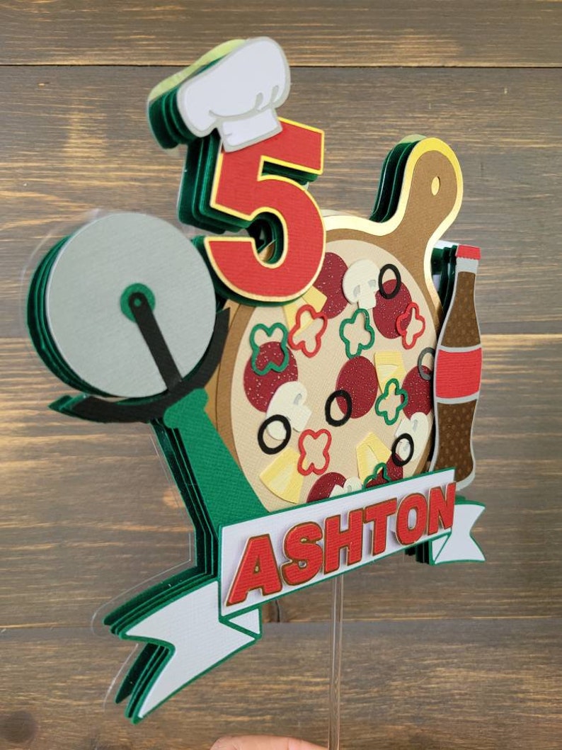 Pizza Party Cake Topper (3D) - Etsy