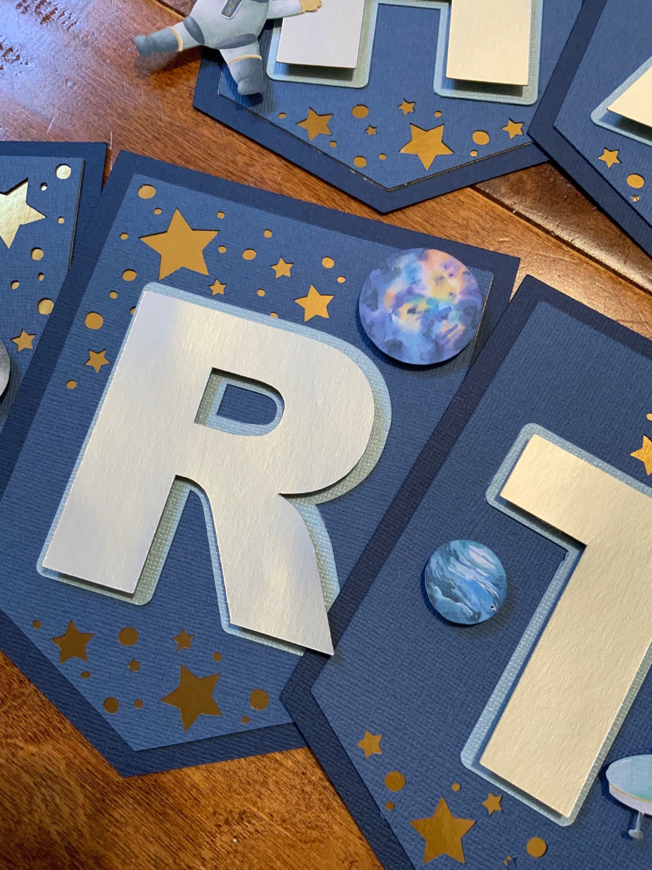 Outer Space Birthday Banner, Astronaut Banner (3D) - Etsy
