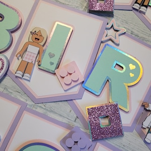 Roblox Birthday Banner: 3D Letter Pennants, Girl Party Decor - Etsy