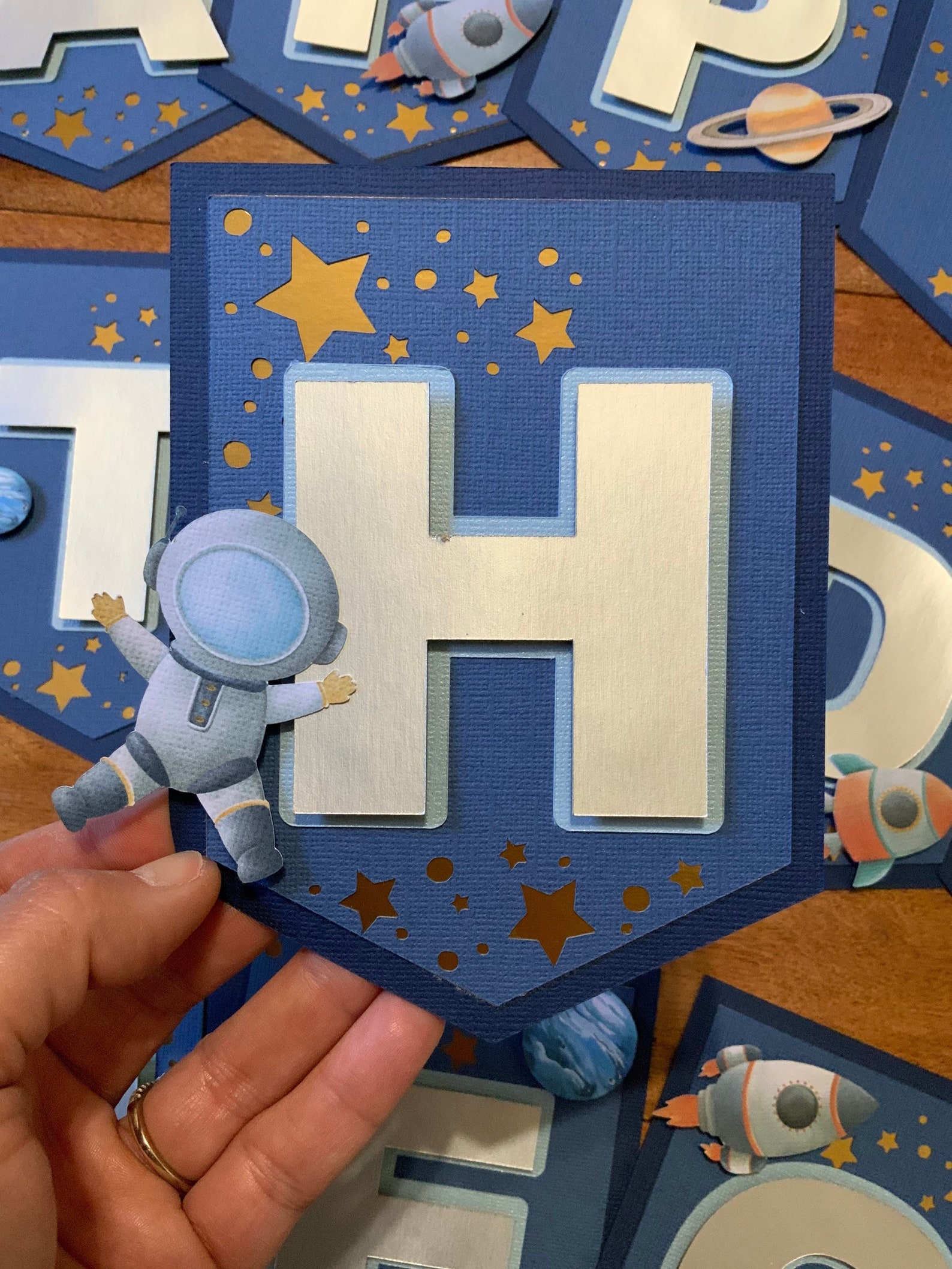 Outer Space Birthday Banner, Astronaut Banner (3D) - Etsy