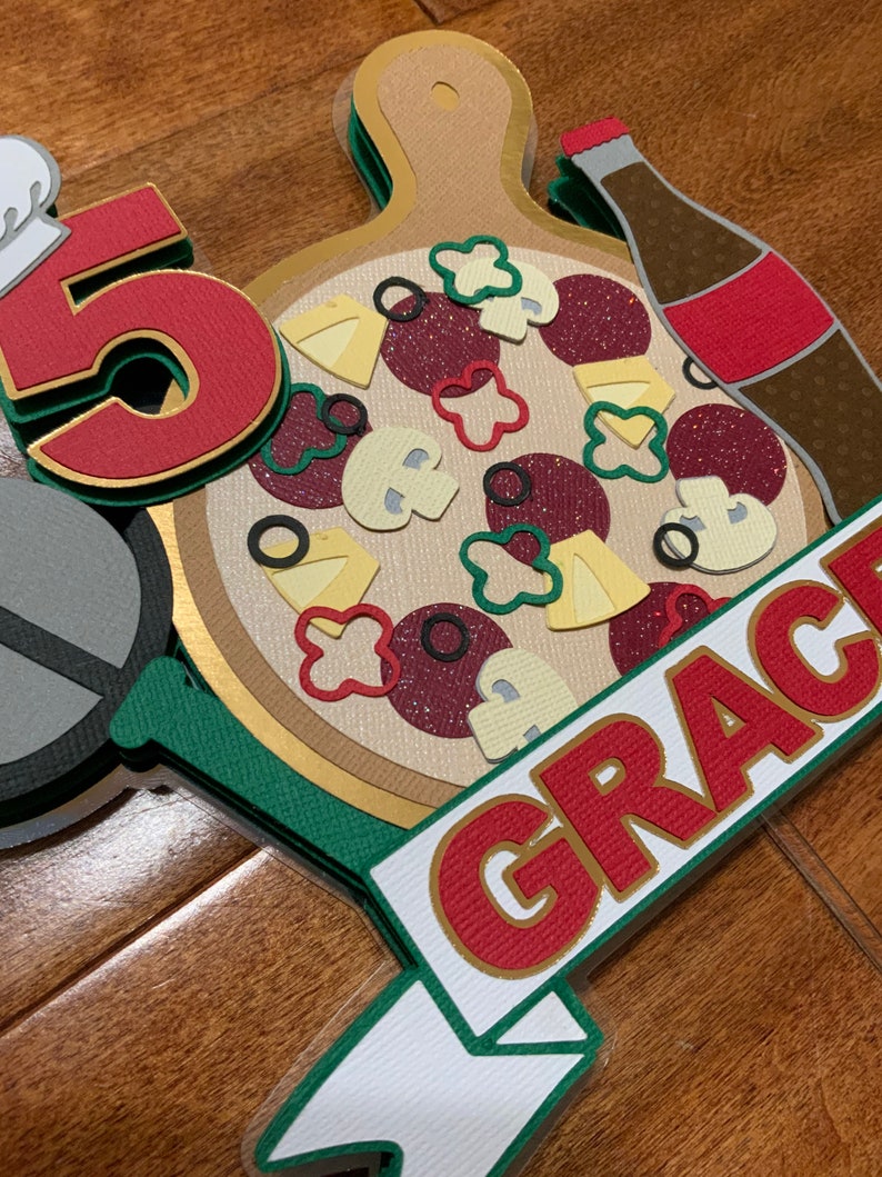 Pizza Party Cake Topper 3D | Etsy