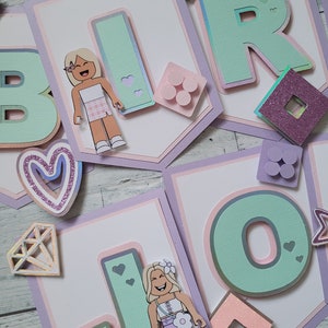 Roblox Birthday Banner: 3D Letter Pennants, Girl Party Decor - Etsy