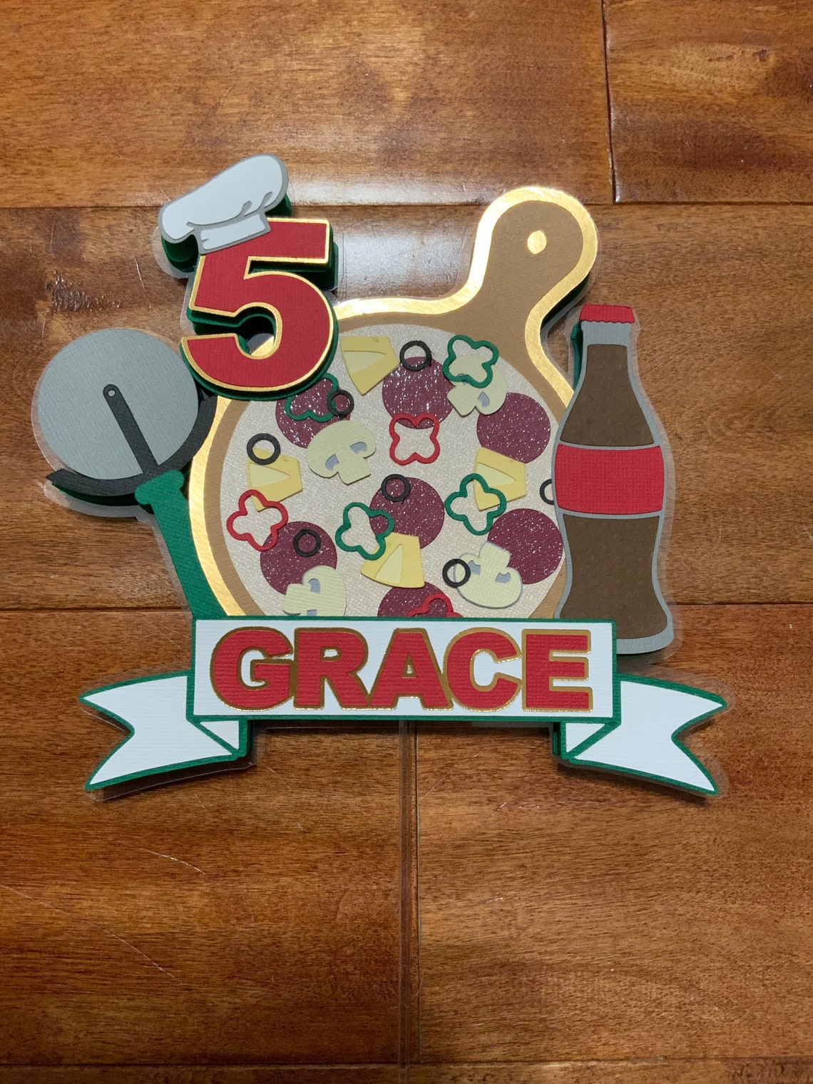 Pizza Party Cake Topper (3D) - Etsy