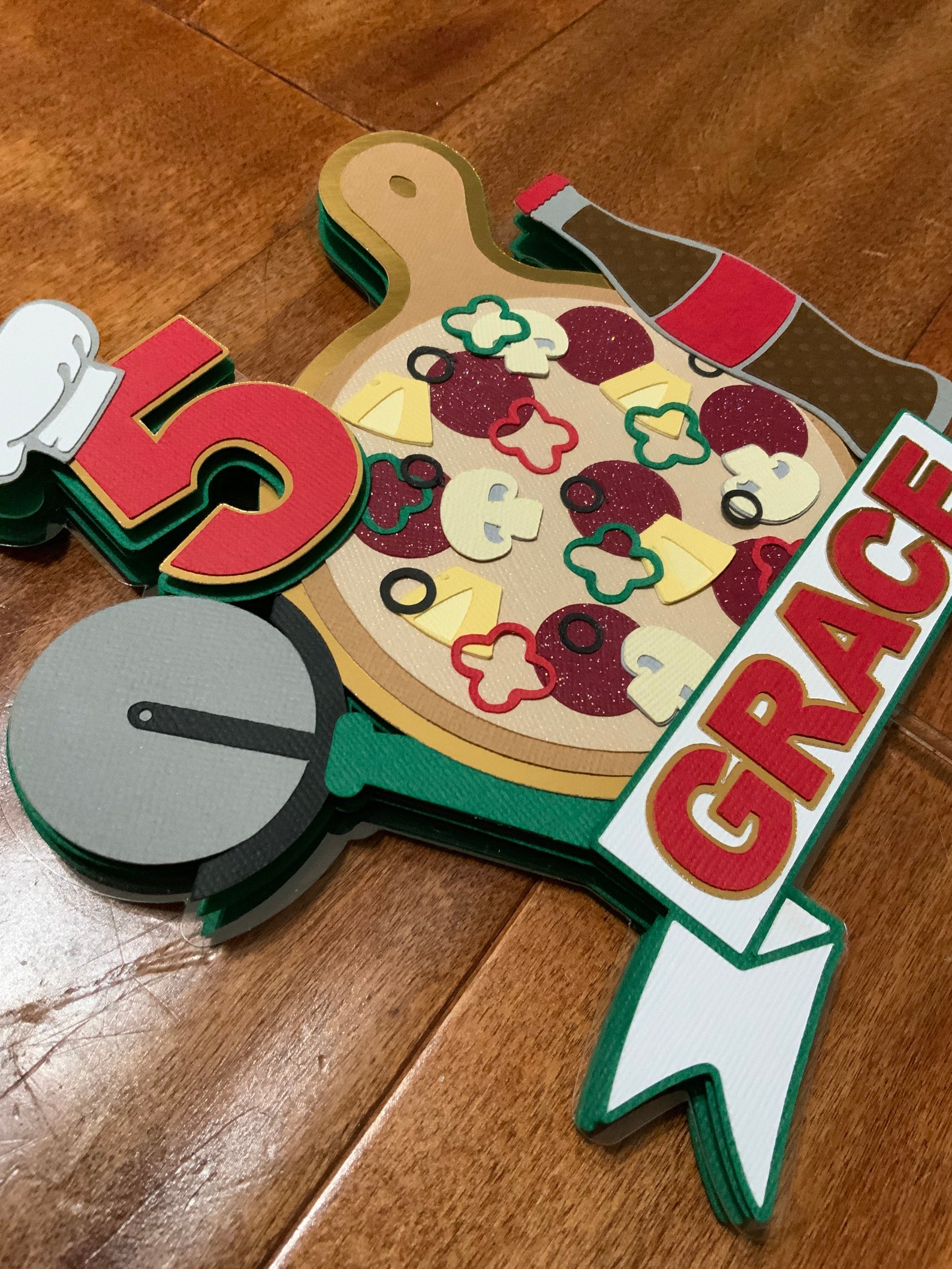 Pizza Party Cake Topper 3D | Etsy