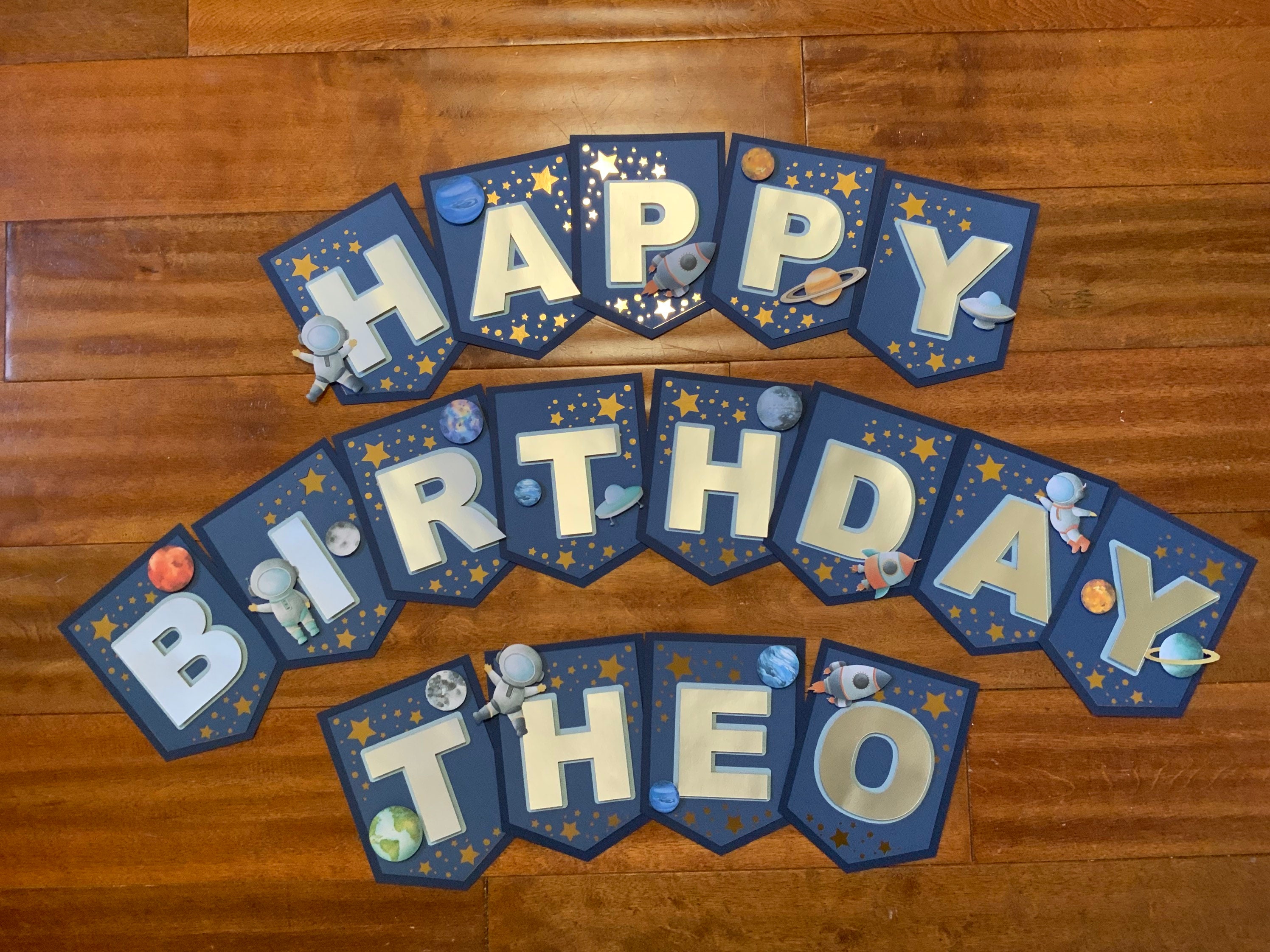 Outer Space Birthday Banner, Astronaut Banner (3D) - Etsy