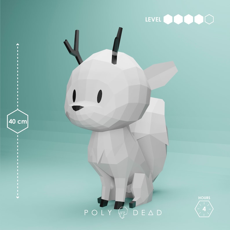 DIY Deer Fox II DXF / Deer Fox Papercraft / Plantillas Twig Hilda / Low ...