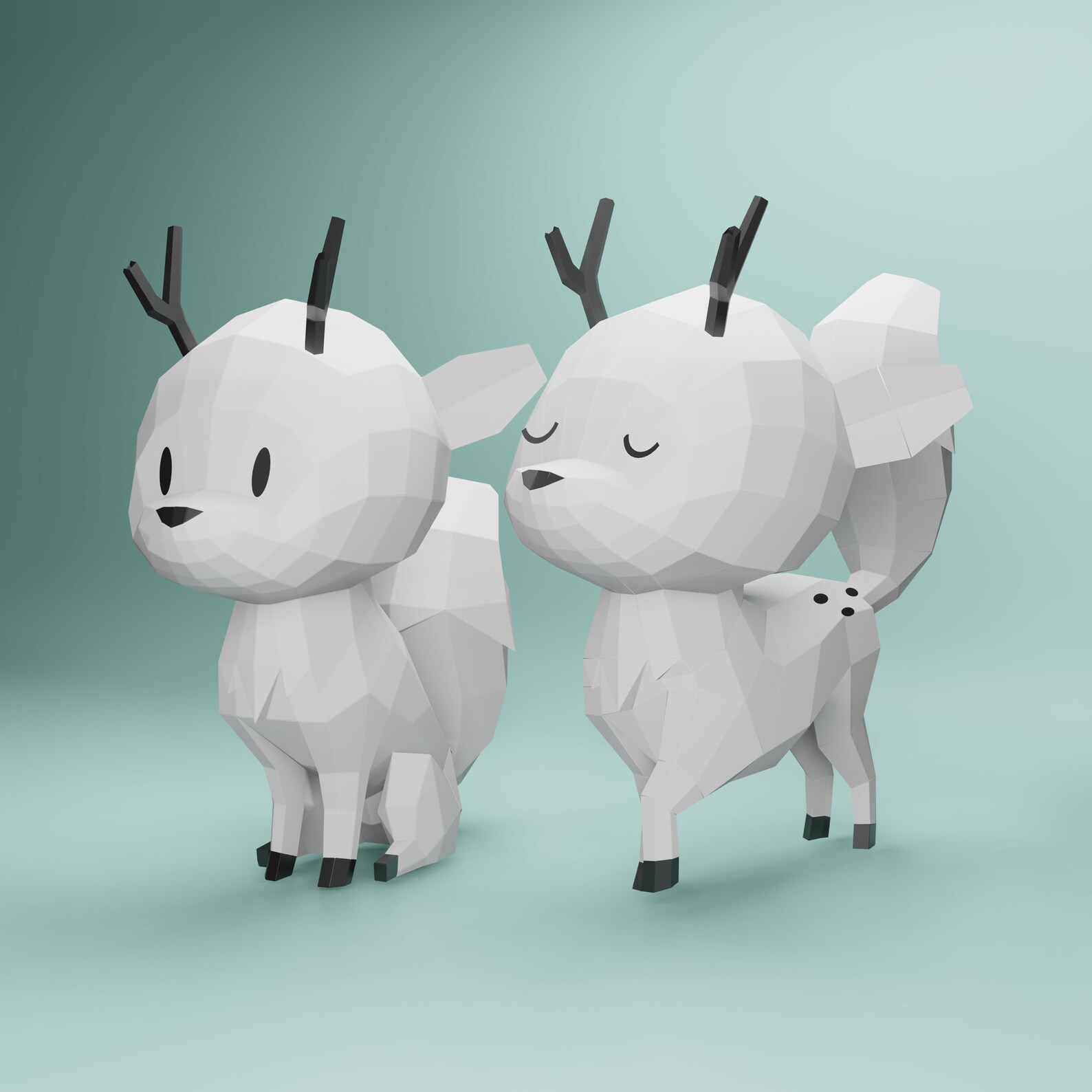 DIY Deer Fox II DXF Deer Fox Papercraft Twig Hilda - Etsy