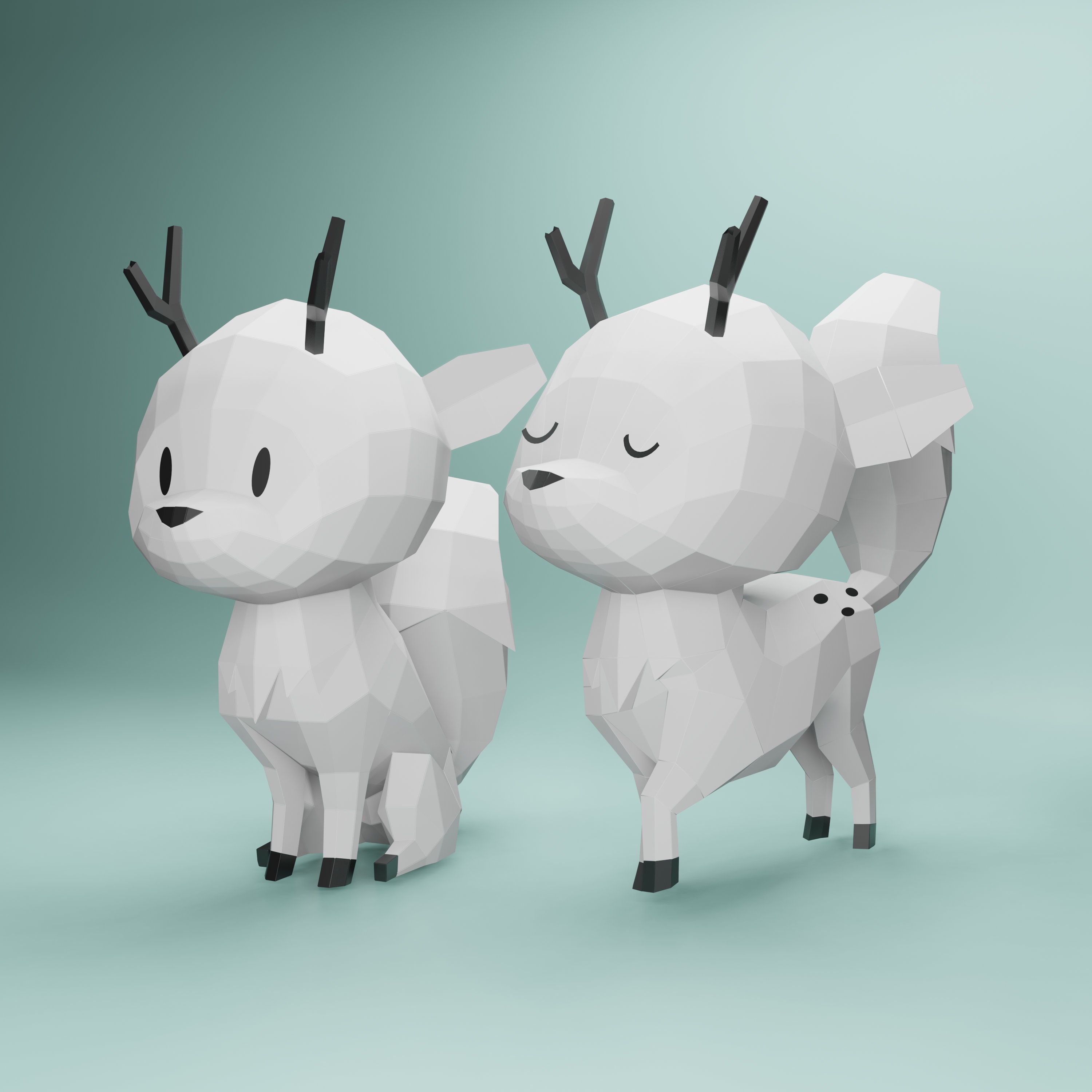 DIY Deer Fox II DXF Deer Fox Papercraft Twig Hilda - Etsy